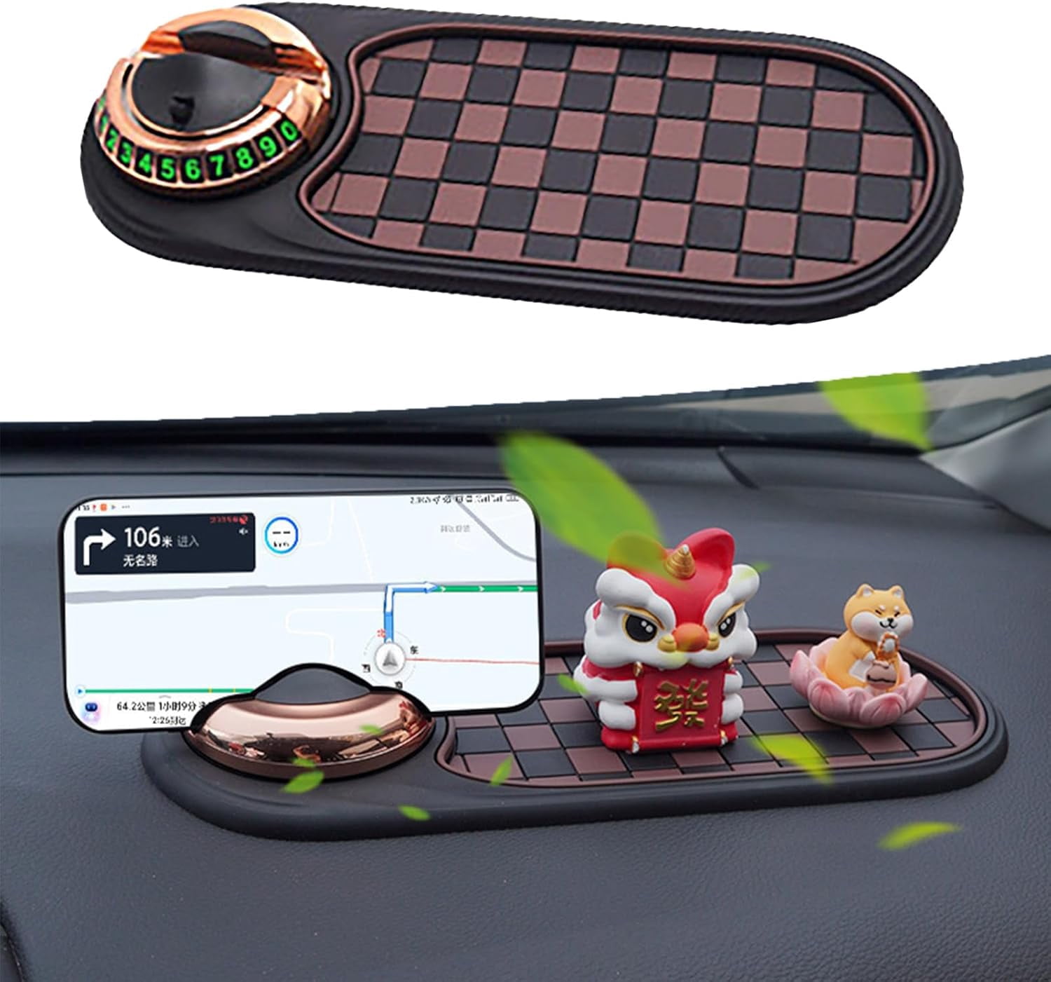 CLIQKWEN Multifunctional Car Anti-Slip Mat with Rotatable Temporary ...