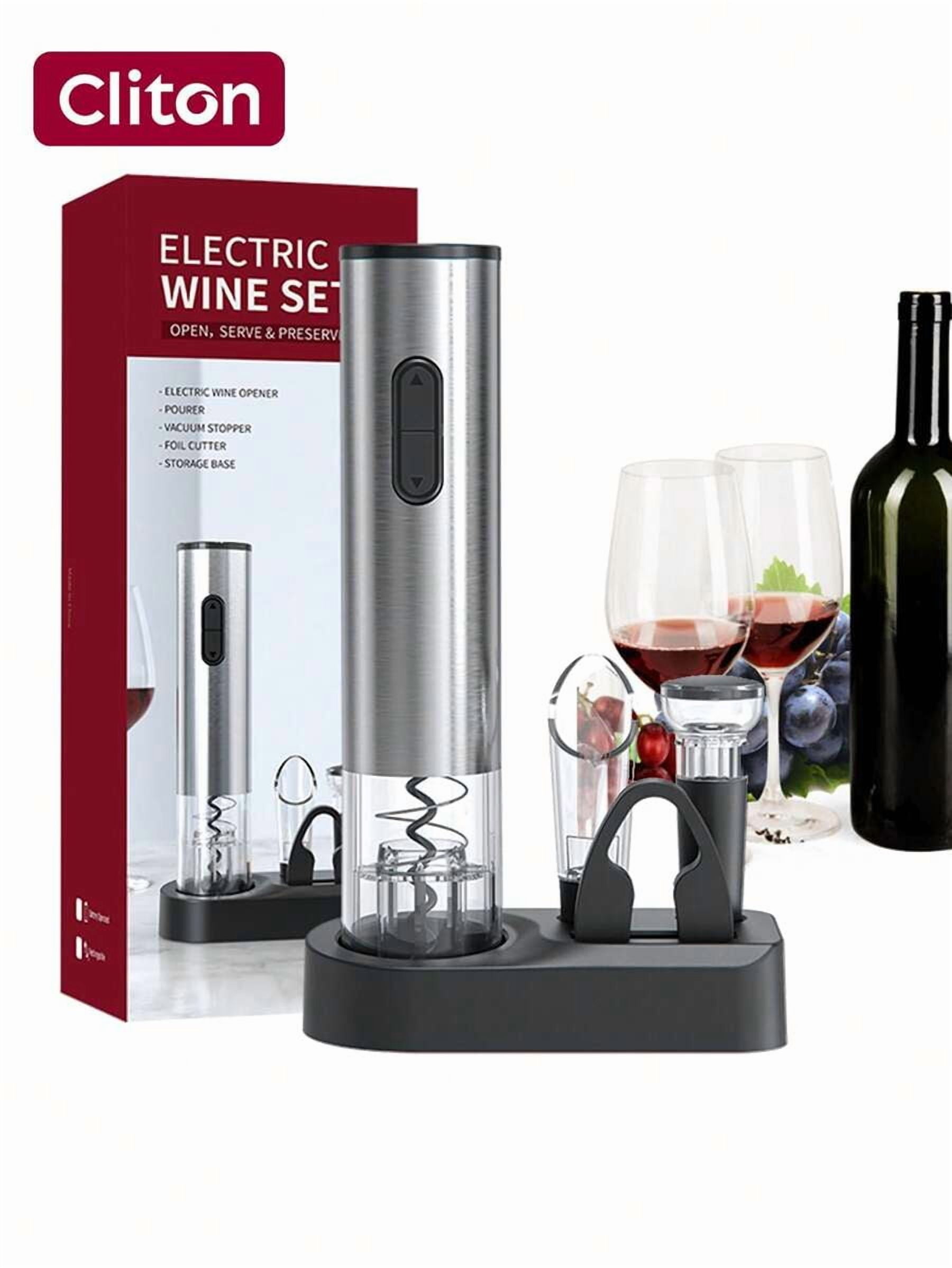 CLITON 5-In-1 Electric Wine Opener Gift Set Stainless Steel Electric ...