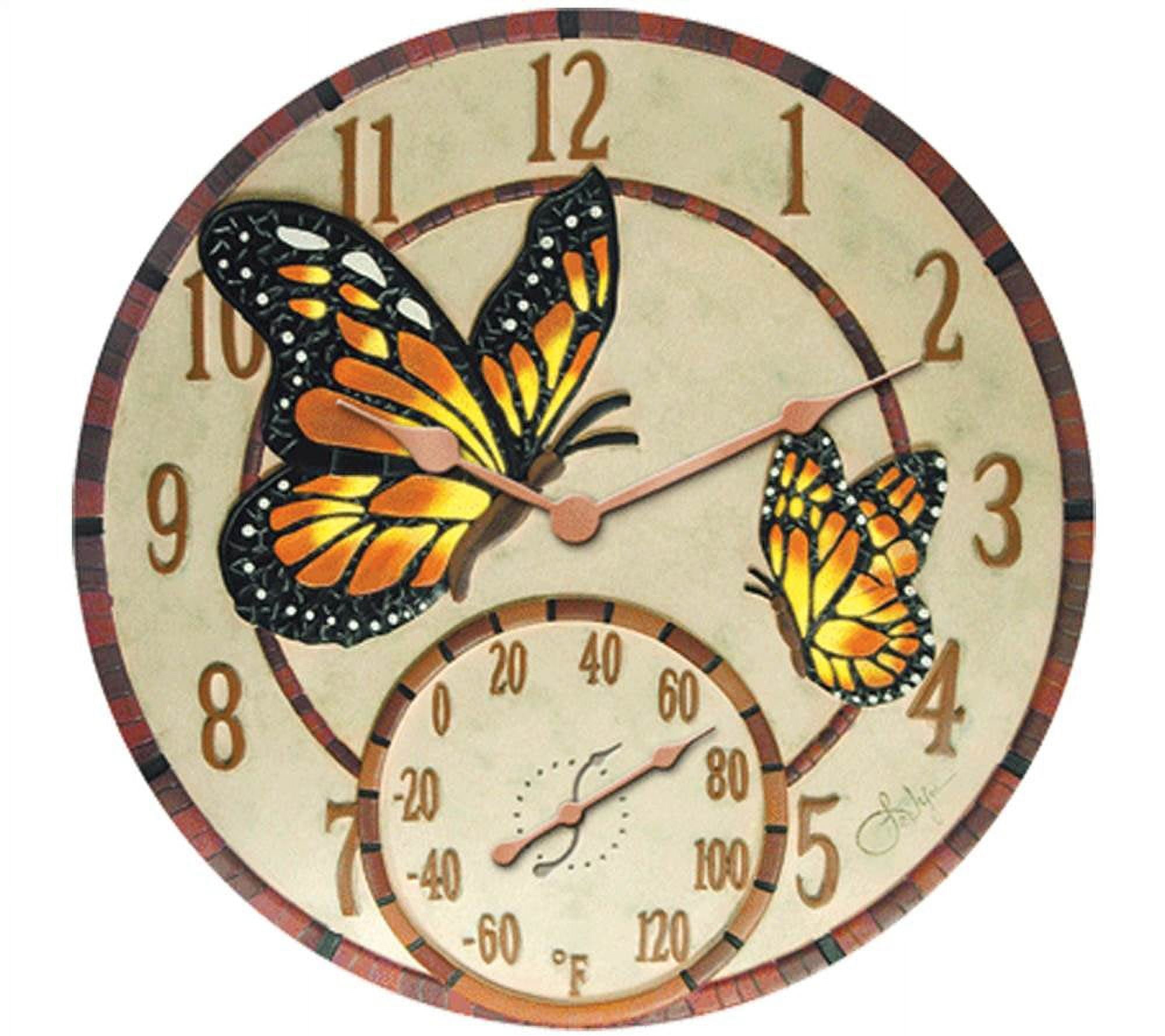 Springfield 91019 14 in. Poly Resin Mosaic Butterflies Clock with ...