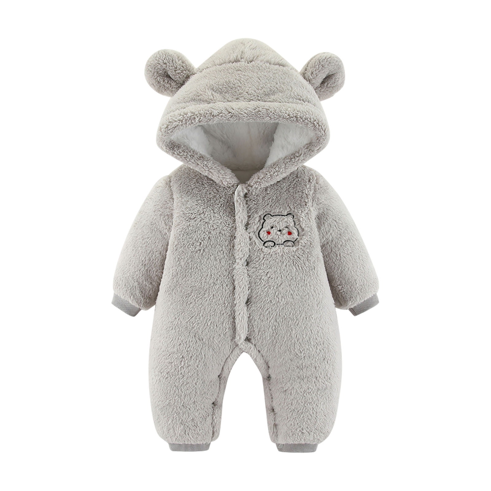 CLOISE Baby Romper Pajamas with Bear Ears Hoodie Button Long Sleeve ...