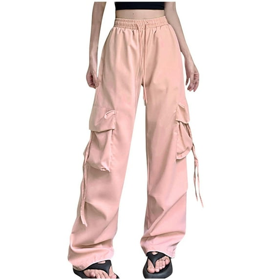 CLOISE Baggy Cargo Pants Women Plus Size High Waist Trousers Wide Leg ...