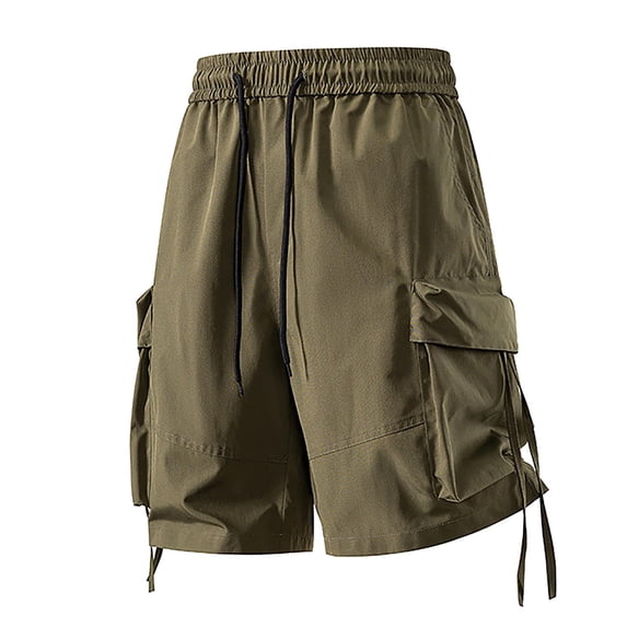CLOISE Baggy Cargo Shorts for Men with Multi Pocket Drawstring Mid ...