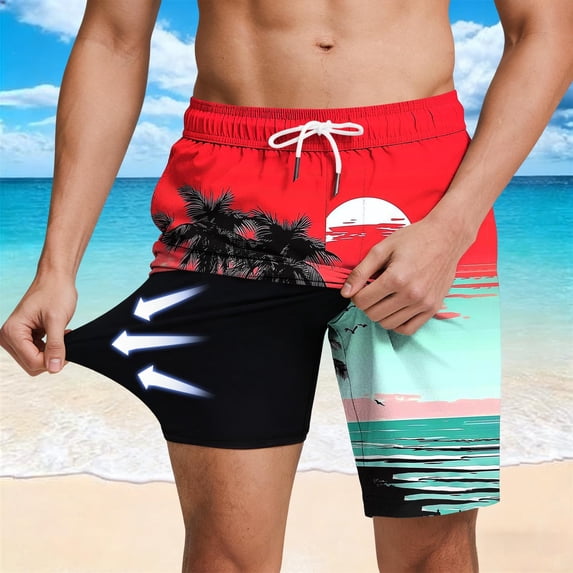 CLOISE Beach Shorts for Mens with Pockets Big and Tall Drawstring ...