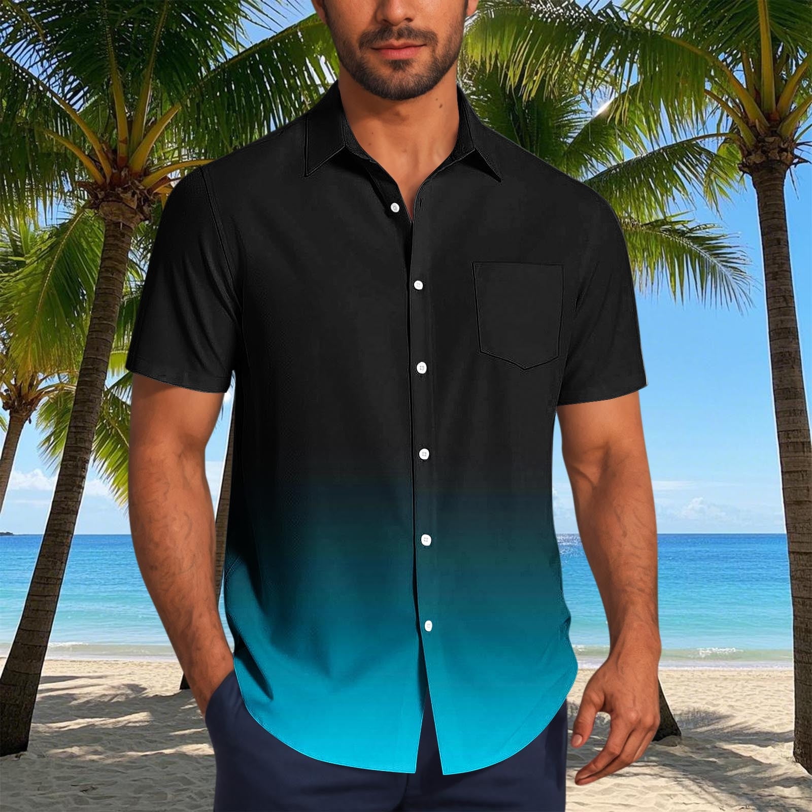 CLOISE Big and Tall Button down Shirts for Men Short Sleeve Tops ...