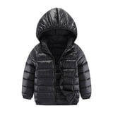 CLOISE Black Puffer Jacket Kids Girl with Hood Short Lightweight Pockets Snow Outwear 3-16T ...