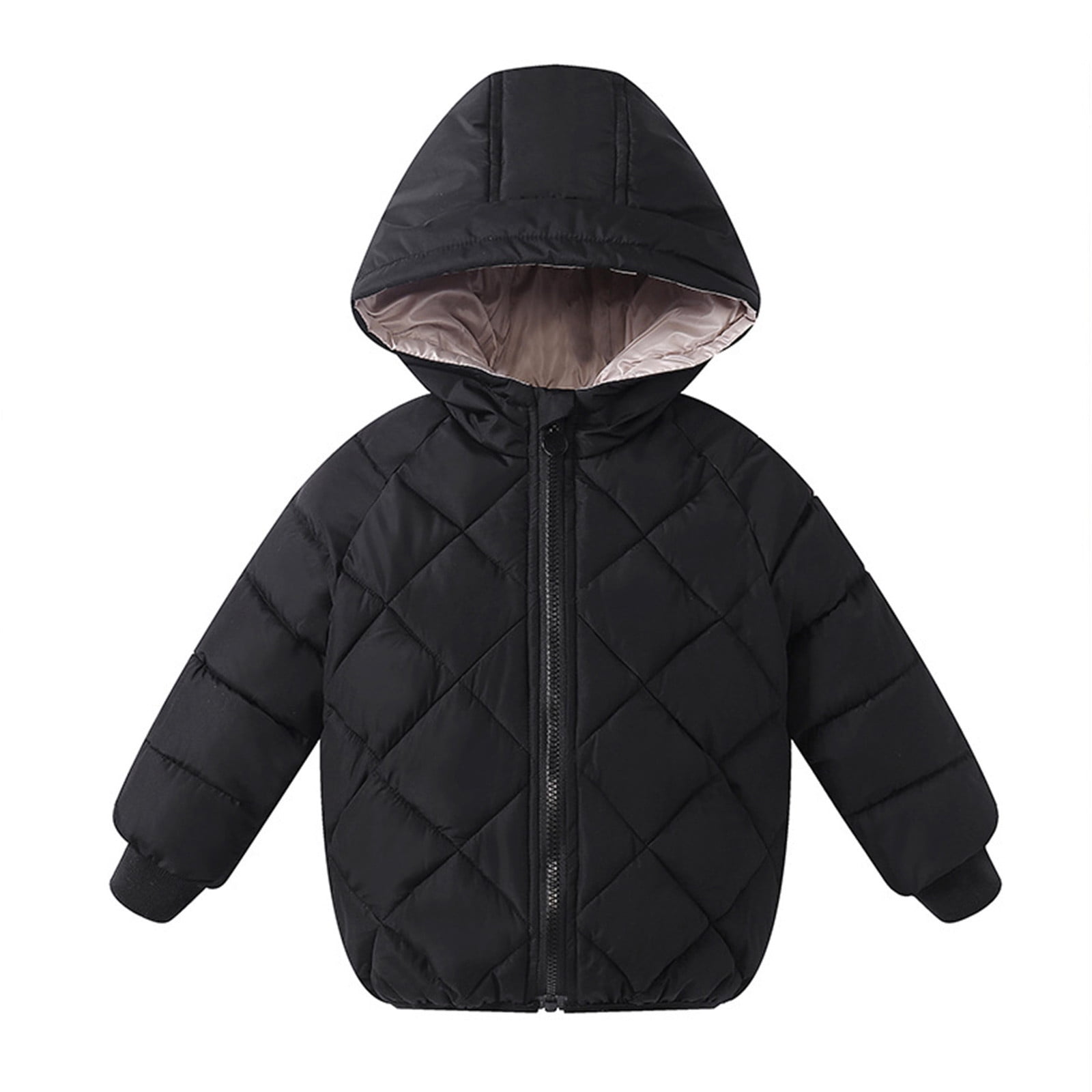 CLOISE Black Toddler Puffer Jacket Boys with Hood Short Cotton Pockets Snow Outwear 2-10T ...
