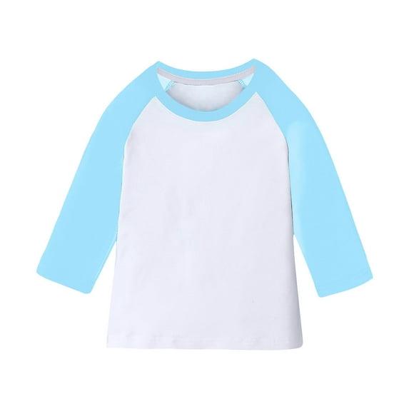 CLOISE Boys Girls Kids 3/4 Sleeve Tops Crew Neck Shirt Color Block ...