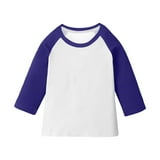 CLOISE Boys Girls Kids 3/4 Sleeve Tops Crew Neck Shirt Color Block ...