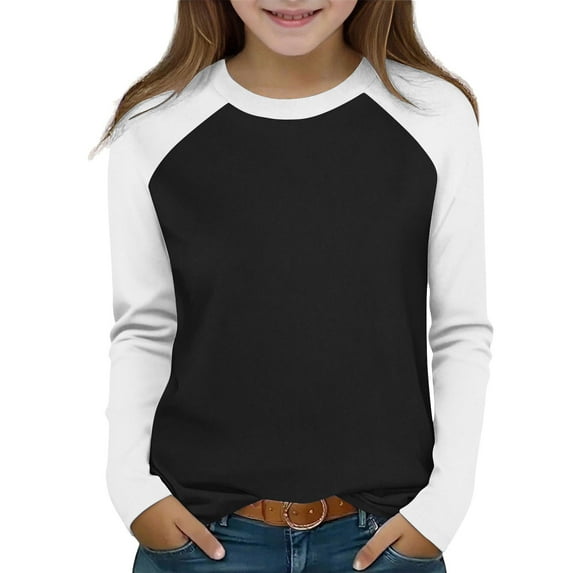 CLOISE Boys Girls Kids Tops Casual Crew Neck Shirt Color Block Long ...