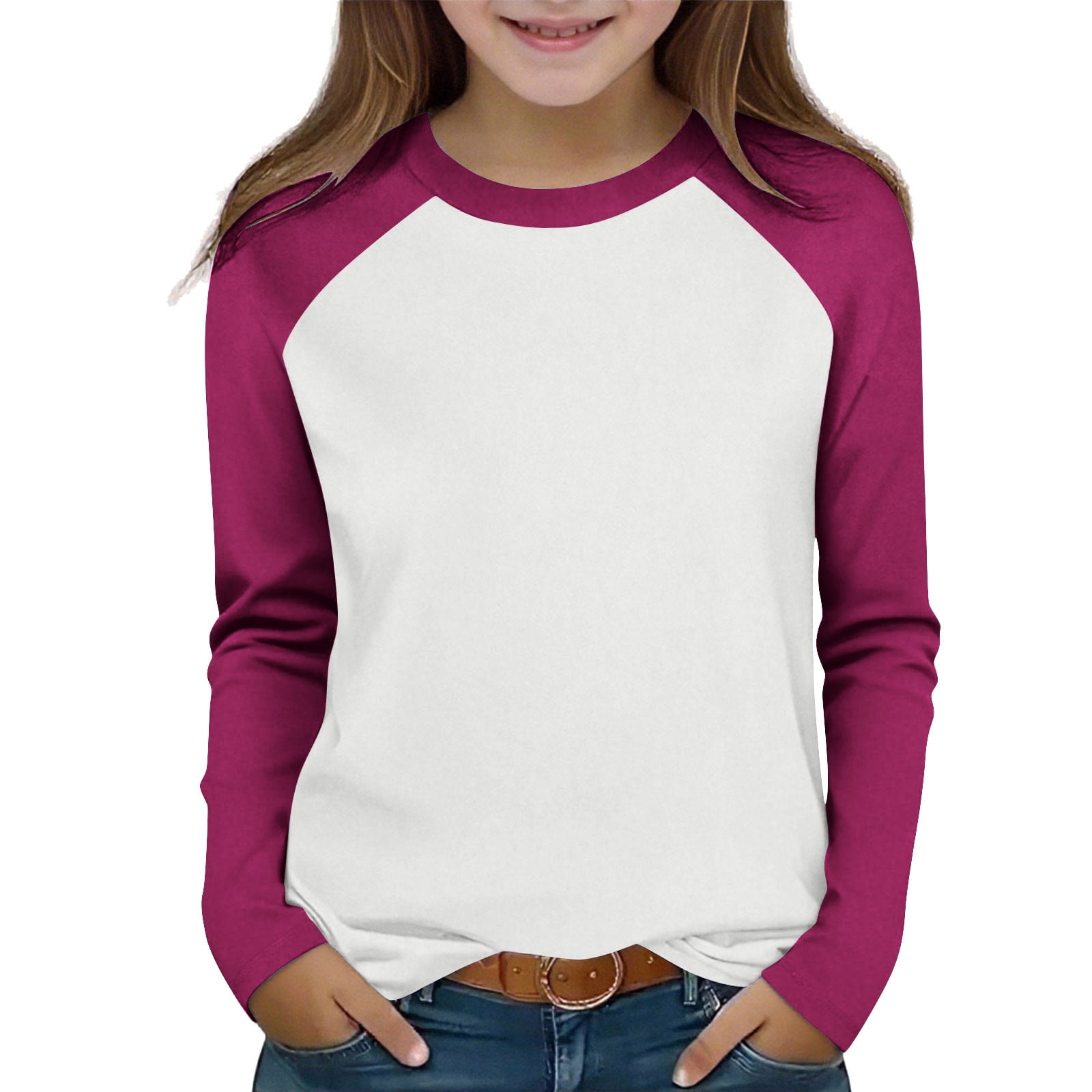 CLOISE Boys Girls Kids Tops Dressy Crew Neck Shirt Color Block Long ...