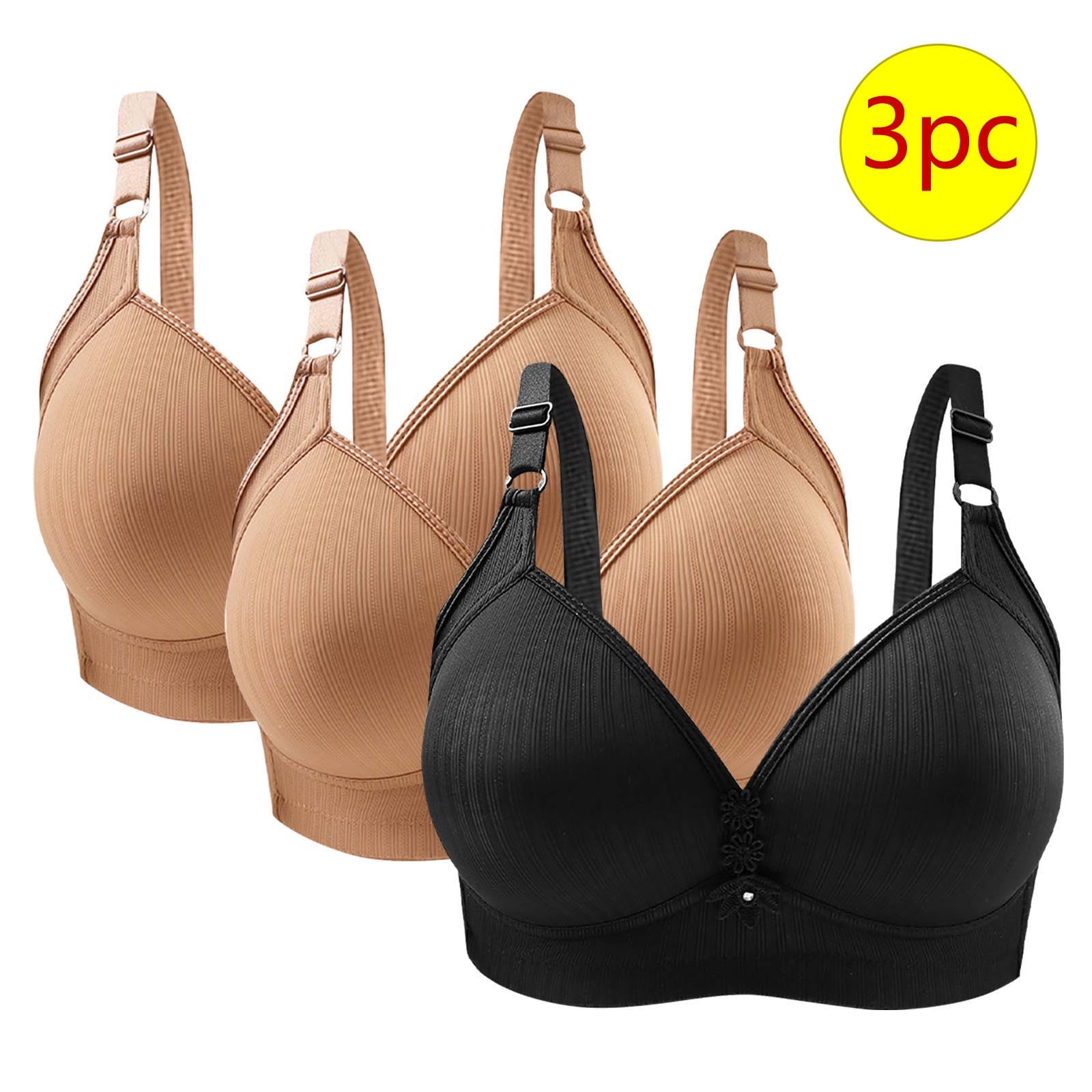 CLOISE Bralettes for Women Fashion 3 Pack Wireless Push up Bras with ...
