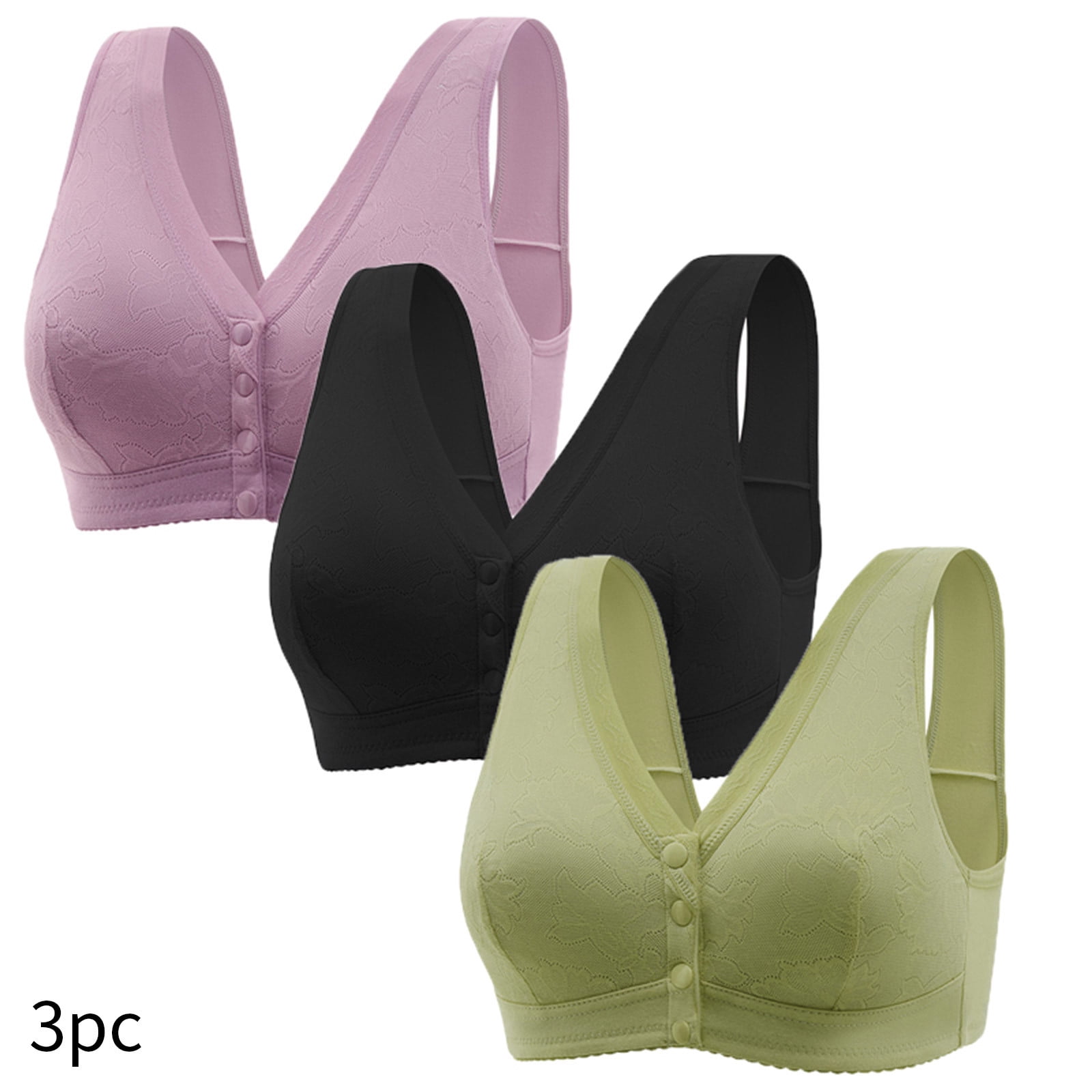 CLOISE Bras for Women 3 Pack Front Closure Full Coverage No Underwire ...