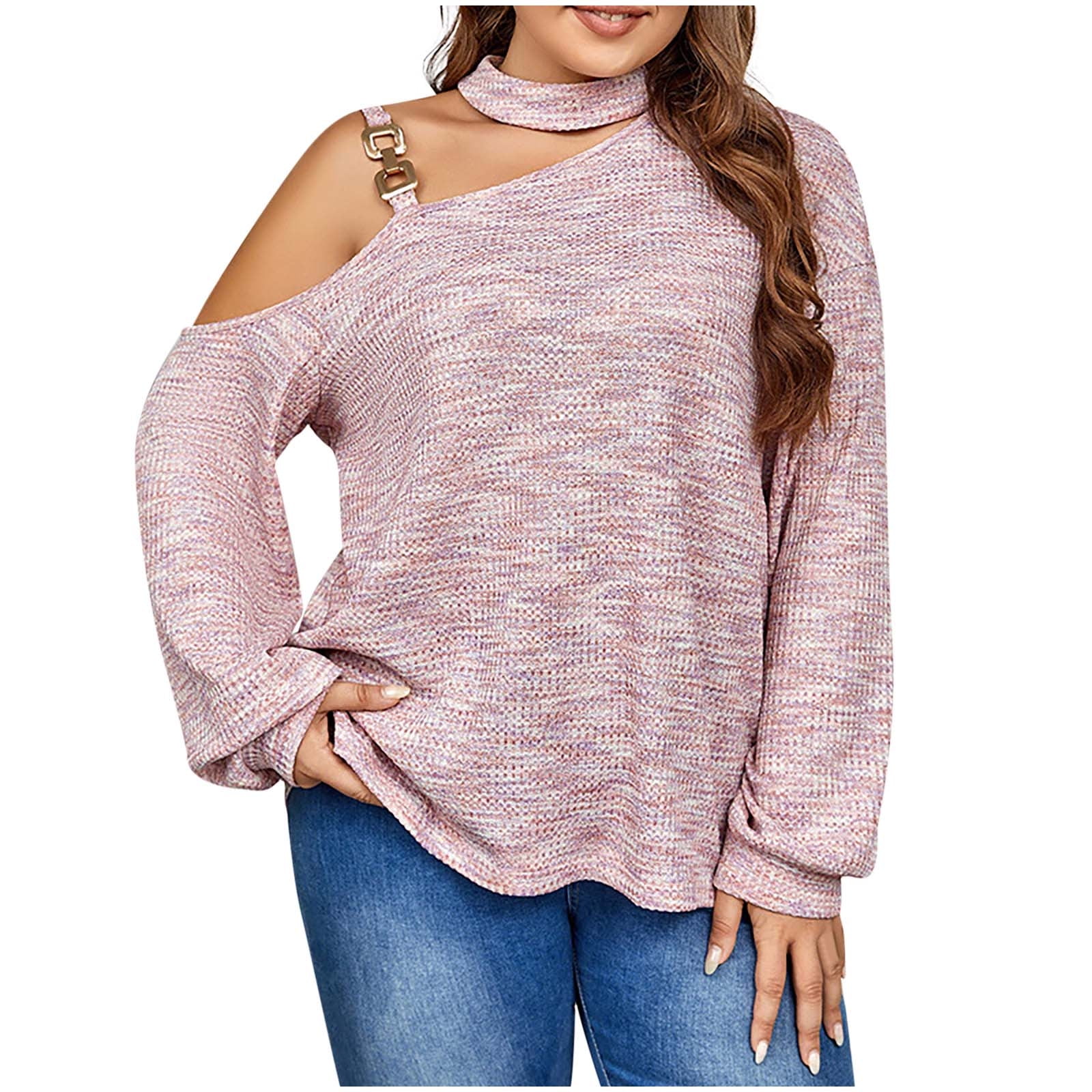 CLOISE Business Casual Tops for Women Plus Size Cold Shoulder Shirt ...