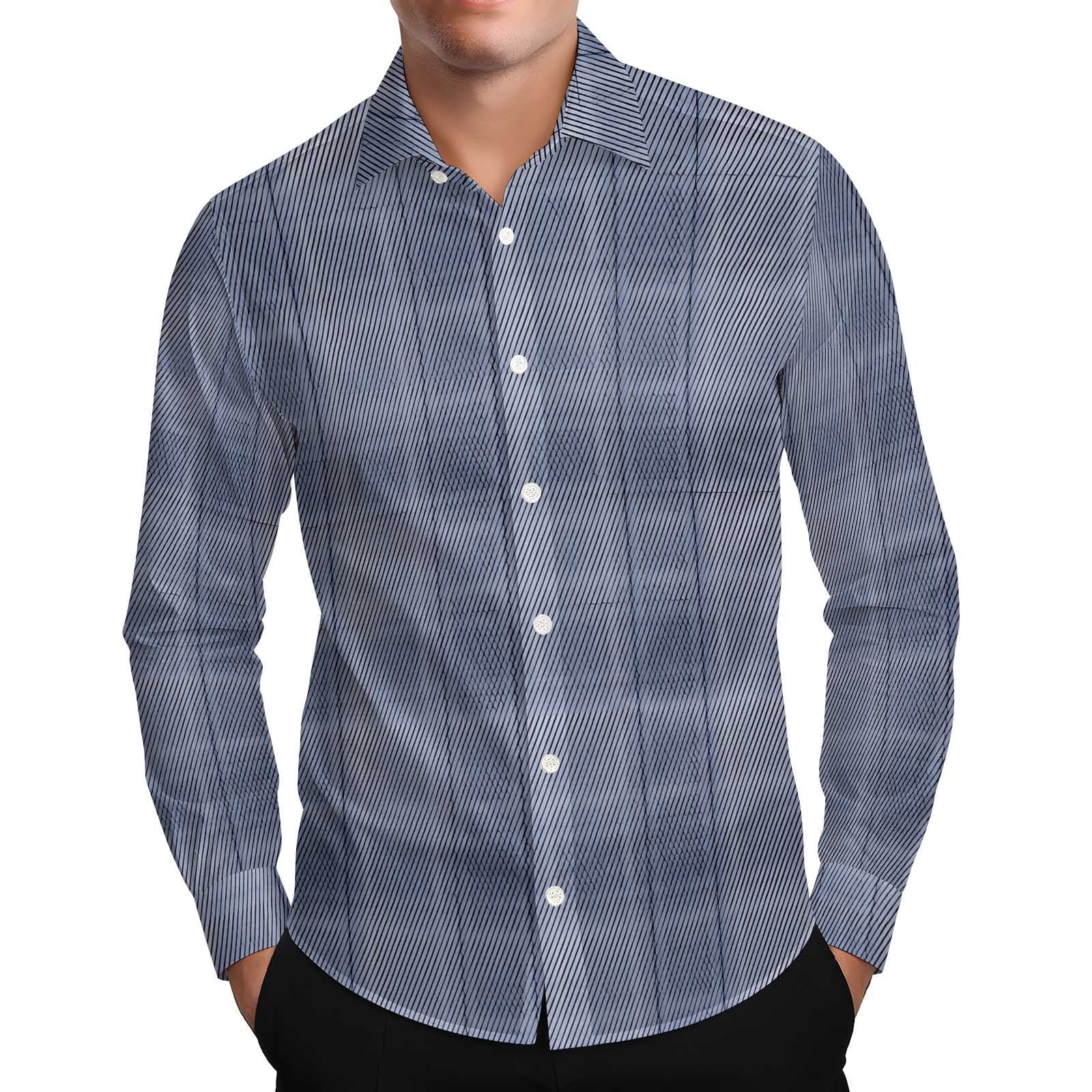 CLOISE Button down Shirt Men Big and Tall Collared Tops Plaid Long ...