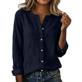 CLOISE Button down Shirt Women Long Sleeve Blouses Collar Solid Tops ...