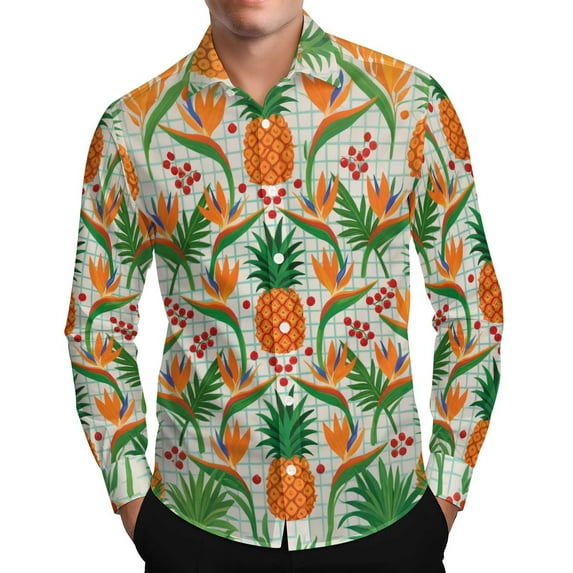 CLOISE Button up Shirt Men Big and Tall Collared Tops Hawaiian Long ...