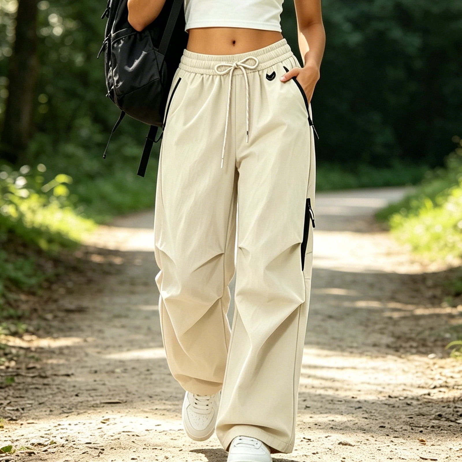CLOISE Cargo Pants for Women with Pockets Drawstring Waterproof Mid ...