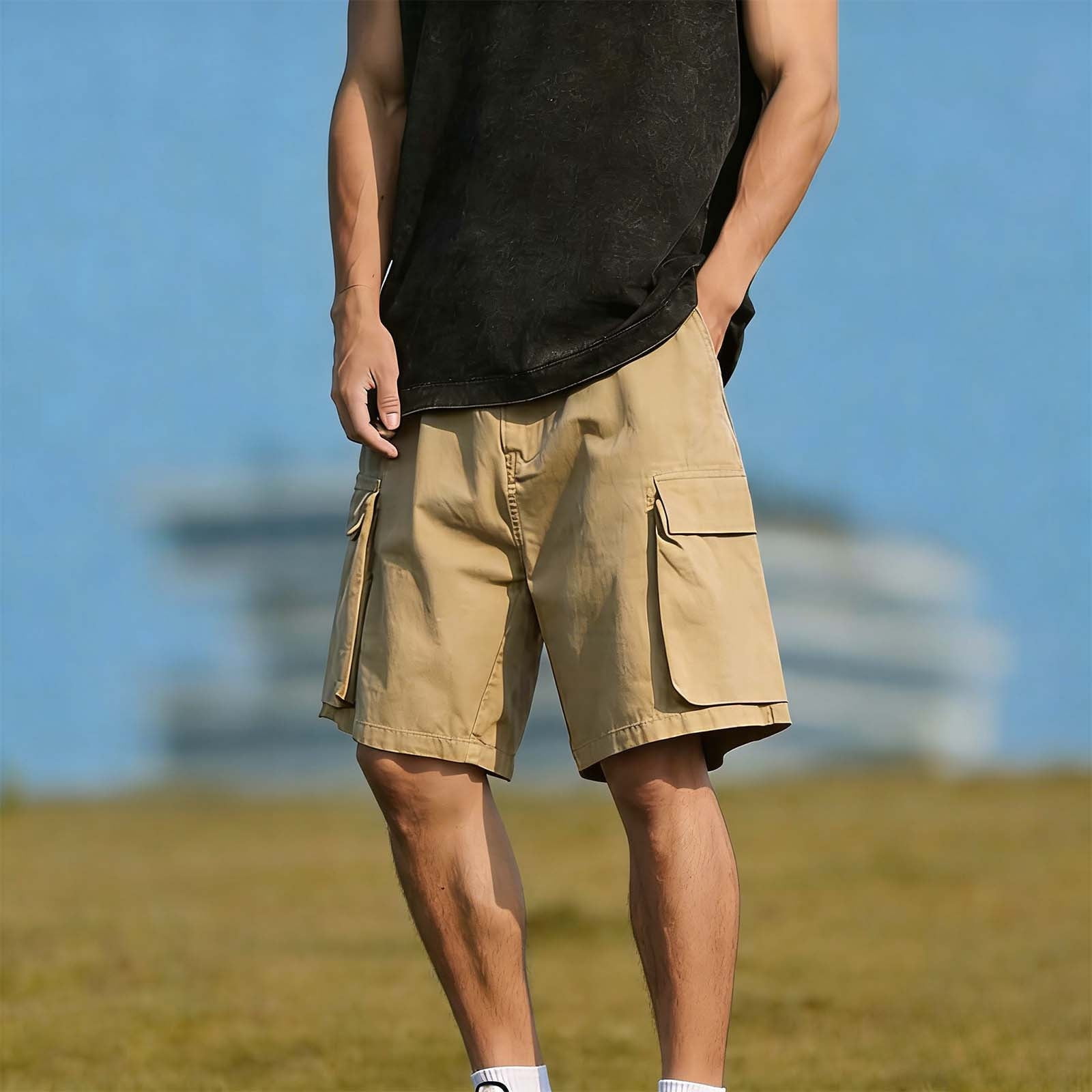 CLOISE Cargo Shorts for Men with Pockets Big and Tall Mid Waist ...