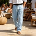 CLOISE Casual Pants for Men with Pockets Drawstring Mid Waist Straight ...