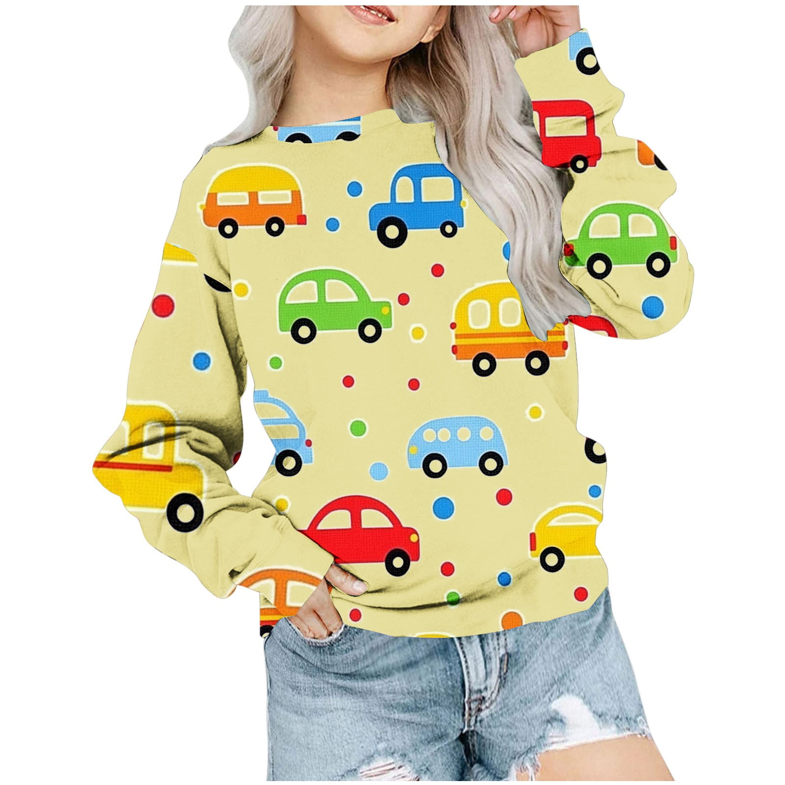 CLOISE Crew Neck Sweatshirt Kids Boys Toddler Long Sleeve Tops Car ...