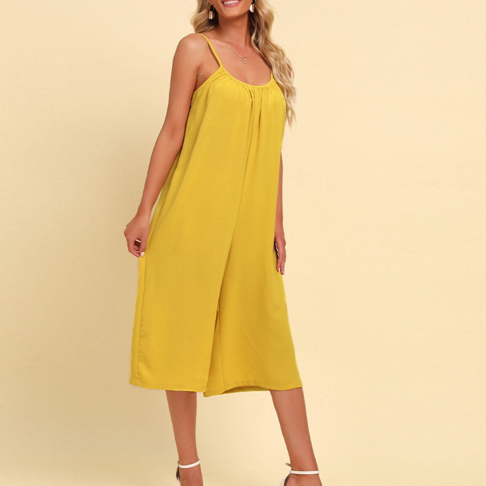 CLOISE Crop Wide Leg Jumpsuit Plus Size Wide Leg Capri Jumpsuits ...