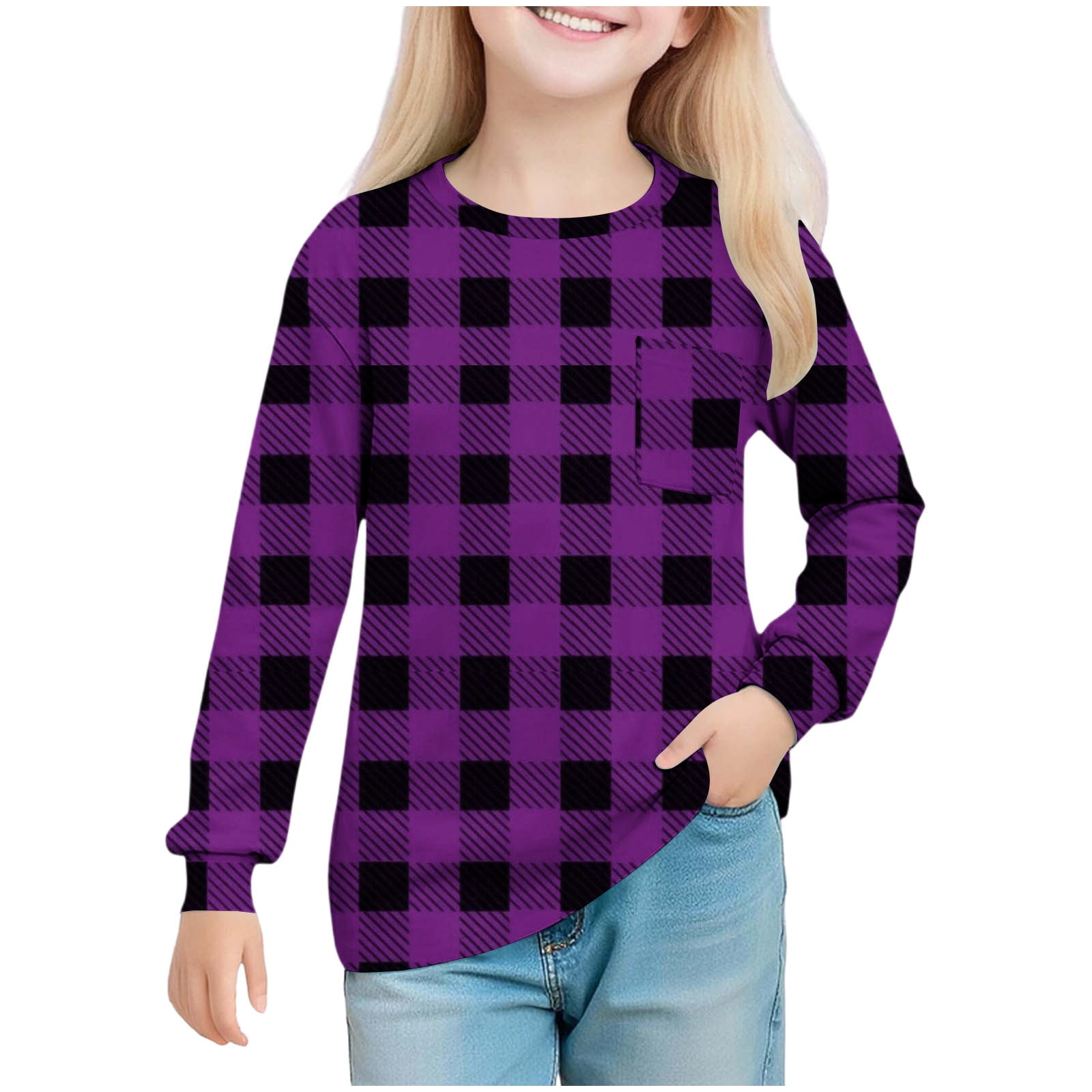 CLOISE Cute Fall Tops for Boys Girls Kids Crew Neck Shirt Tunic Plaid ...