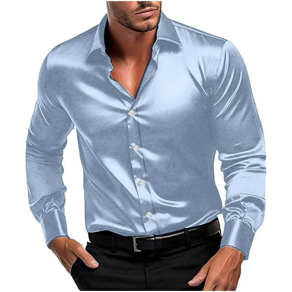 CLOISE Cute Fall Tops for Men Big and Tall Collared Shirt Solid Color ...