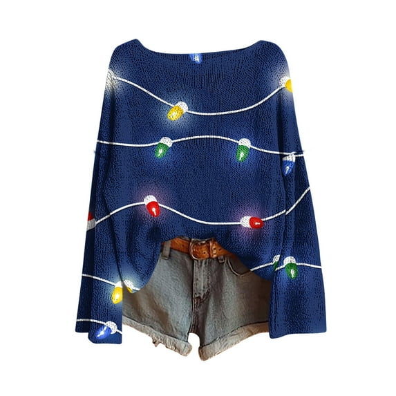 CLOISE Cute Graphic Tees for Women Christmas Crew Neck Christmas Tree ...