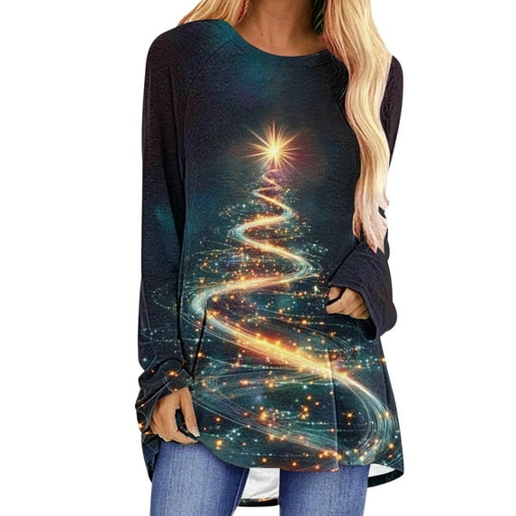 CLOISE Cute Graphic Tees for Women Plus Size Crew Neck Tunic Christmas ...