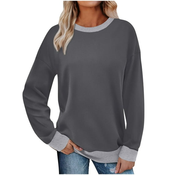 CLOISE Cute Sweatshirts for Women Lightweight Crew Neck Tops Solid ...