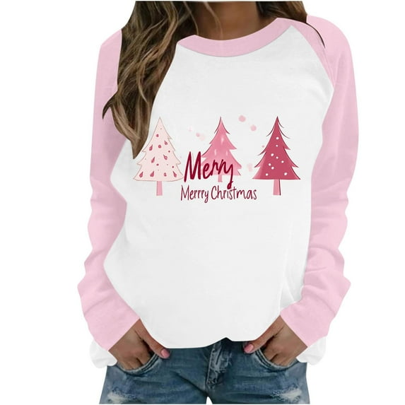 CLOISE Cute Sweatshirts for Women Plus Size Crew Neck Tops Christmas ...