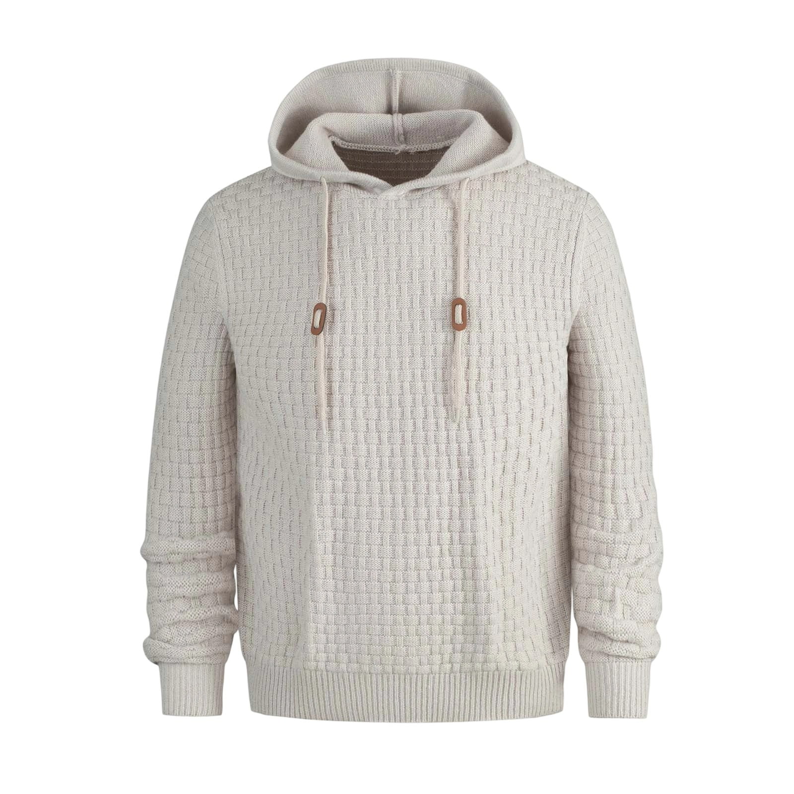 CLOISE Fall Sweaters for Men Lightweight Hooded Tops Solid Color Long ...