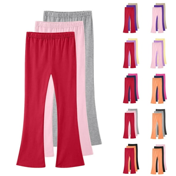 CLOISE Flared Leggings Boys Girls 3 Pack Elastic Waist Full Length ...