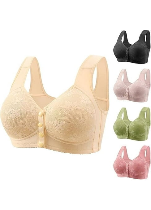 2PCS Push Up Bras Full Coverage Wireless Plus Size Front Closure Bras ...