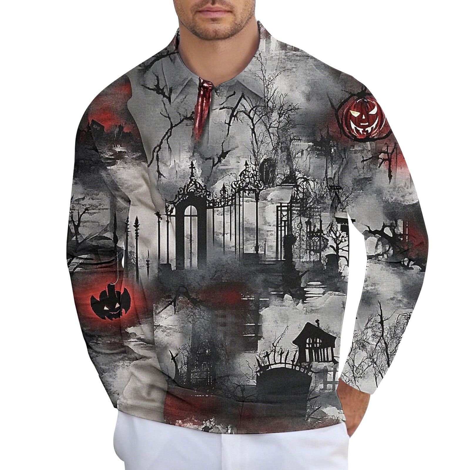 CLOISE Funny T Shirts for Men Big and Tall Collared Tops Graphic Long ...