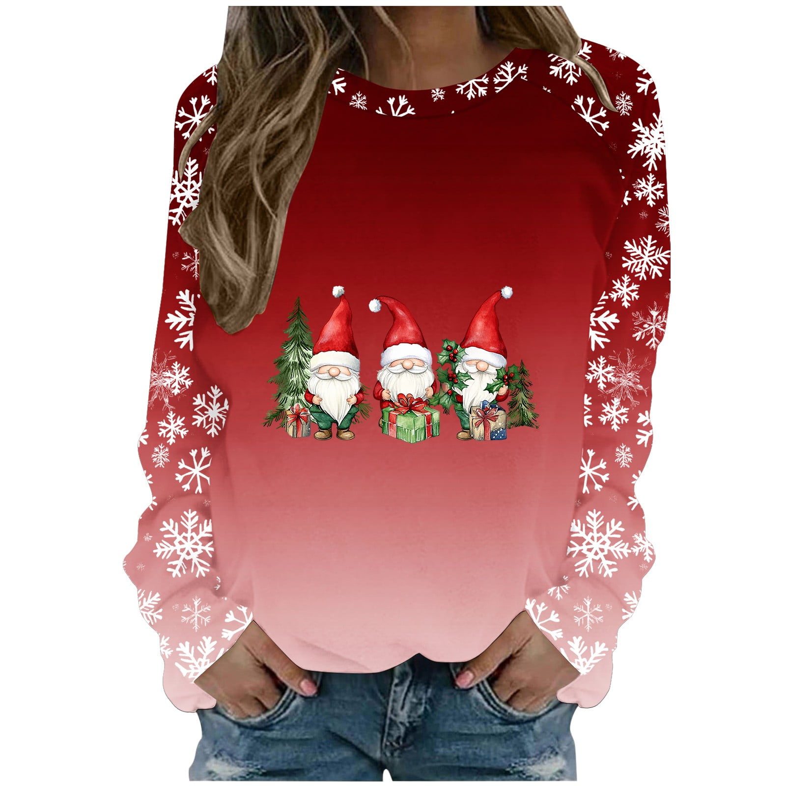 CLOISE Funny T Shirts for Women Plus Size Crew Neck Tops Christmas Tree ...