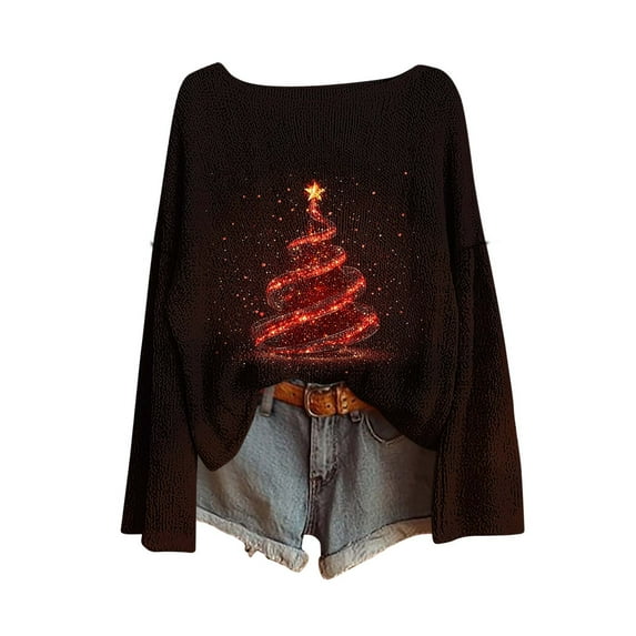 CLOISE Funny Tshirts Shirts for Women Christmas Crew Neck Tops ...