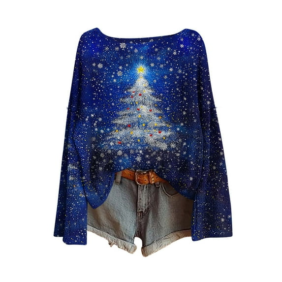 CLOISE Funny Tshirts Shirts for Women Christmas Crew Neck Tops Graphic ...