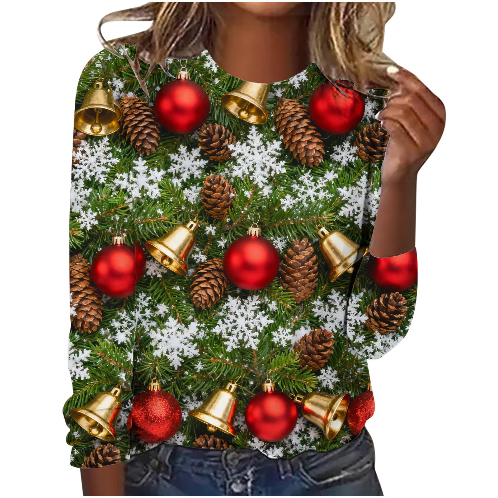 CLOISE Funny Tshirts Shirts for Women Christmas Plus Size Crew Neck ...