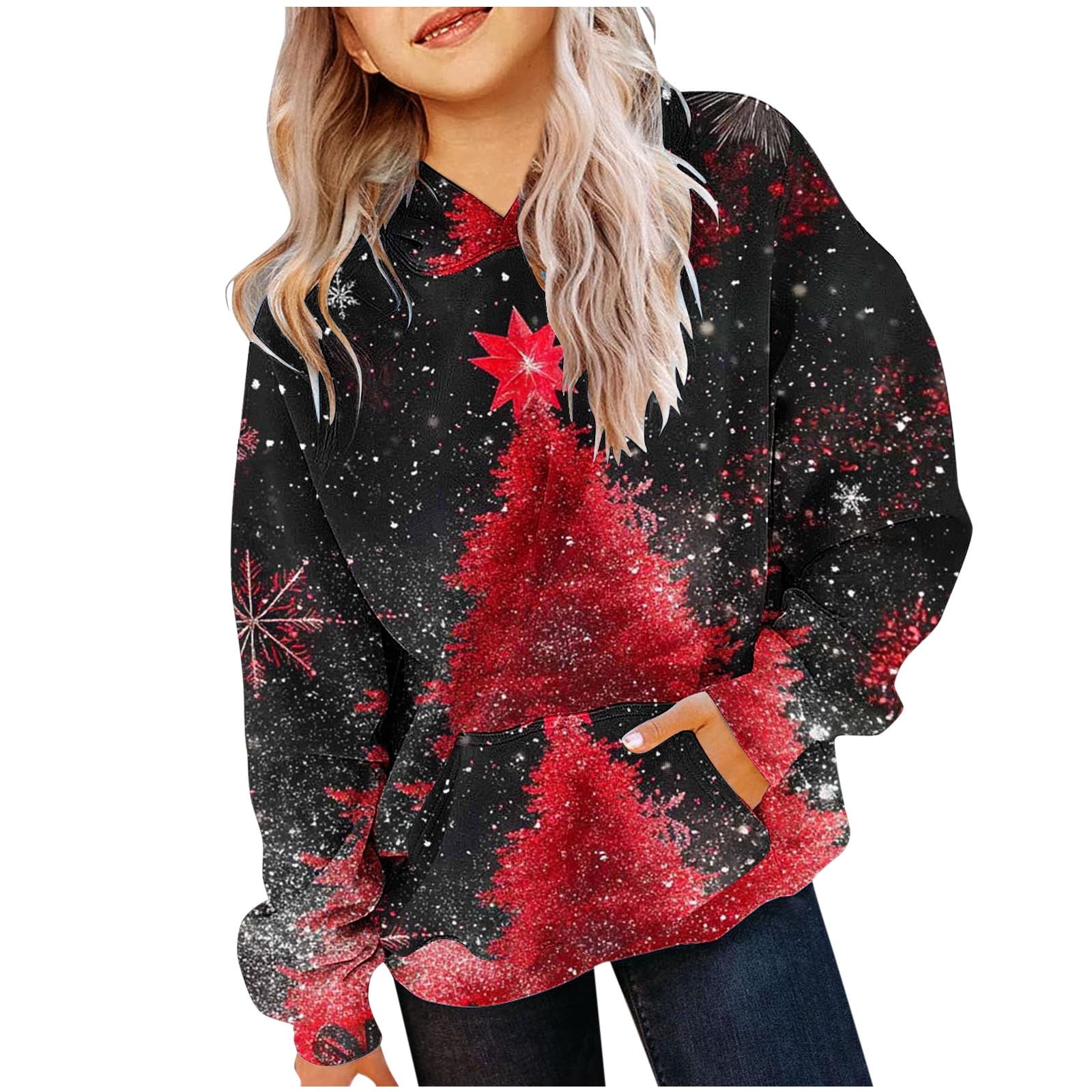 CLOISE Girls Hoodie Boys Toddler Christmas Black Long Sleeve Hooded Sweatshirt Tops with Pocket ...