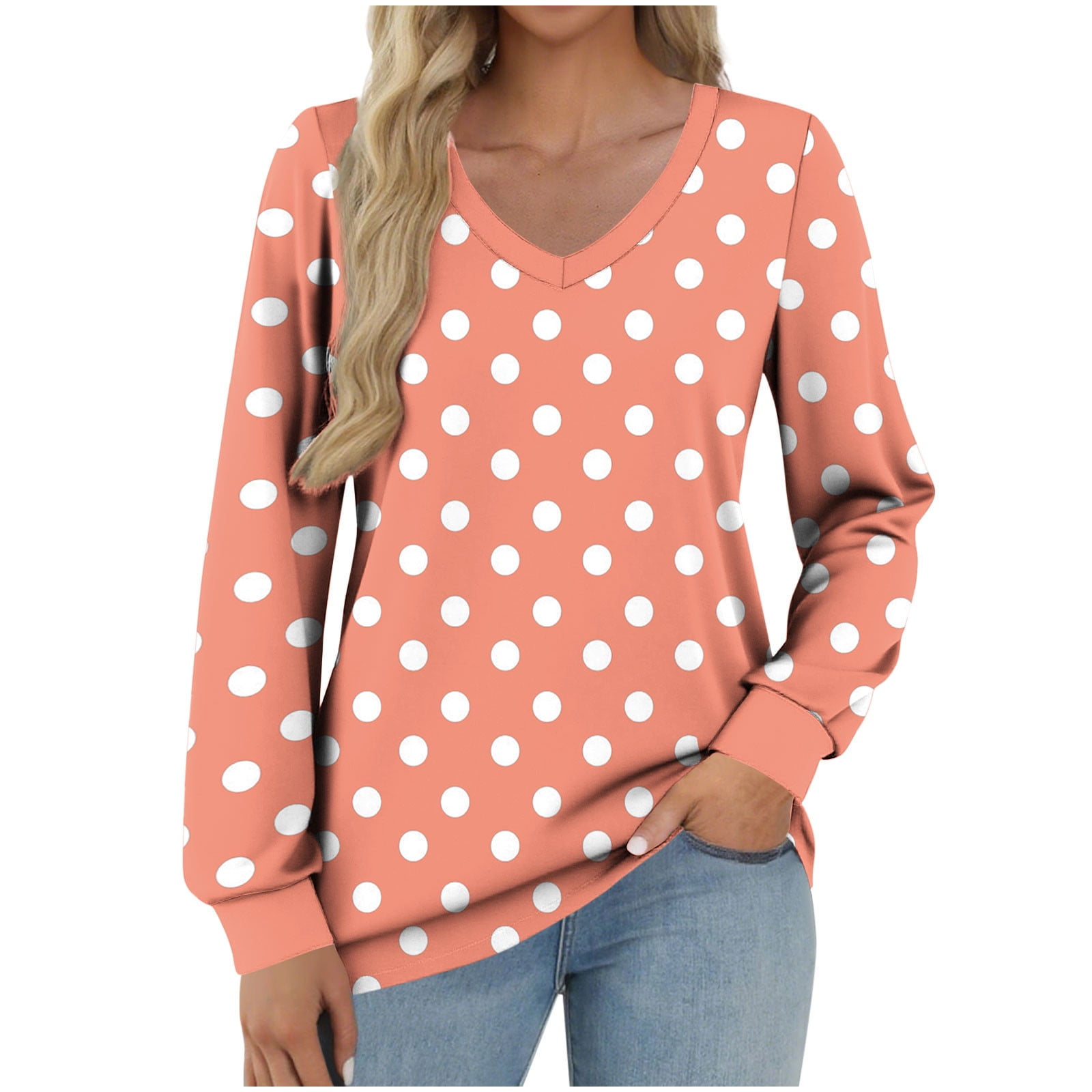 CLOISE Graphic Tees for Women Trendy V Neck Graphic Long Sleeve ...