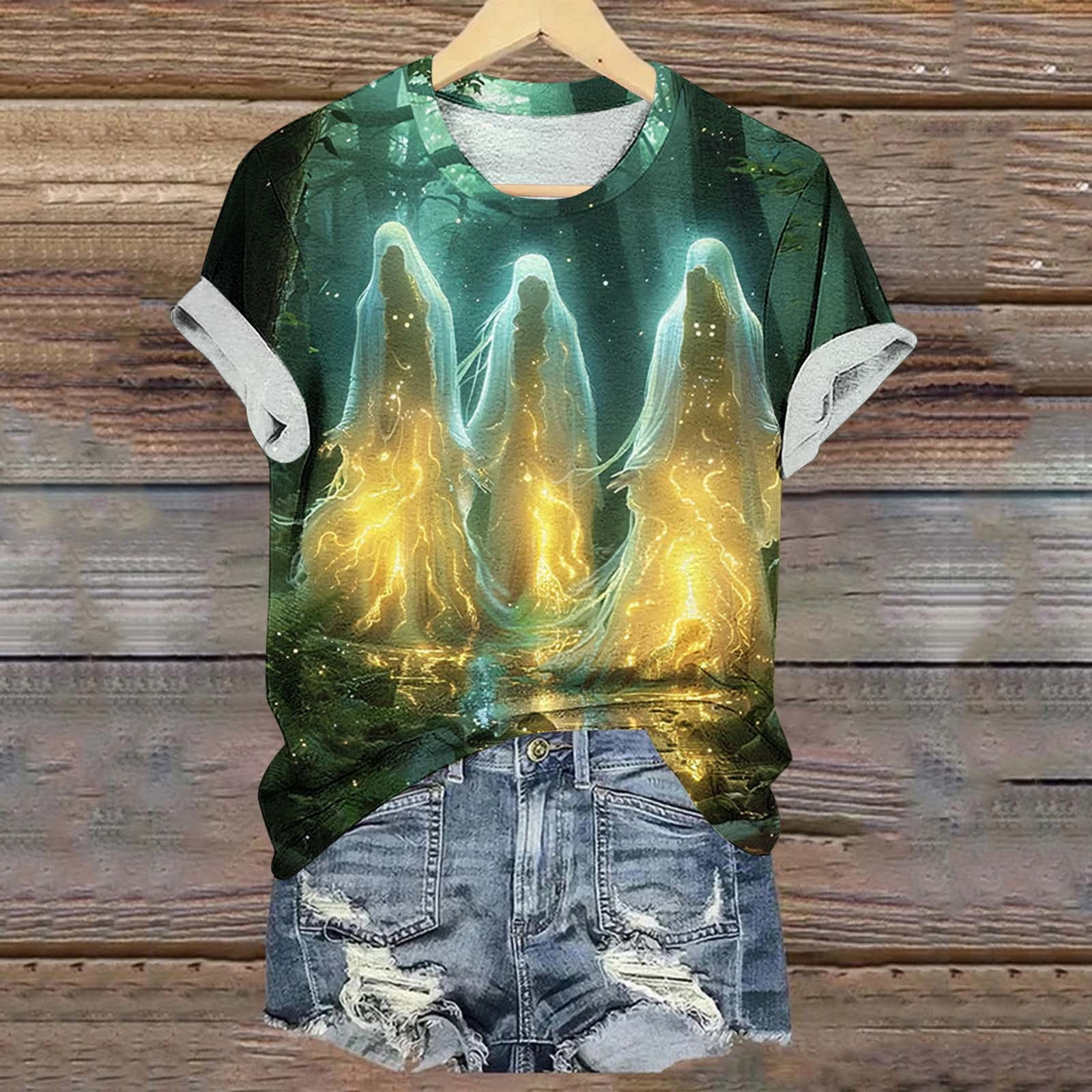 CLOISE Halloween Tops Women Fashion Halloween Ghost Graphic Blouses ...