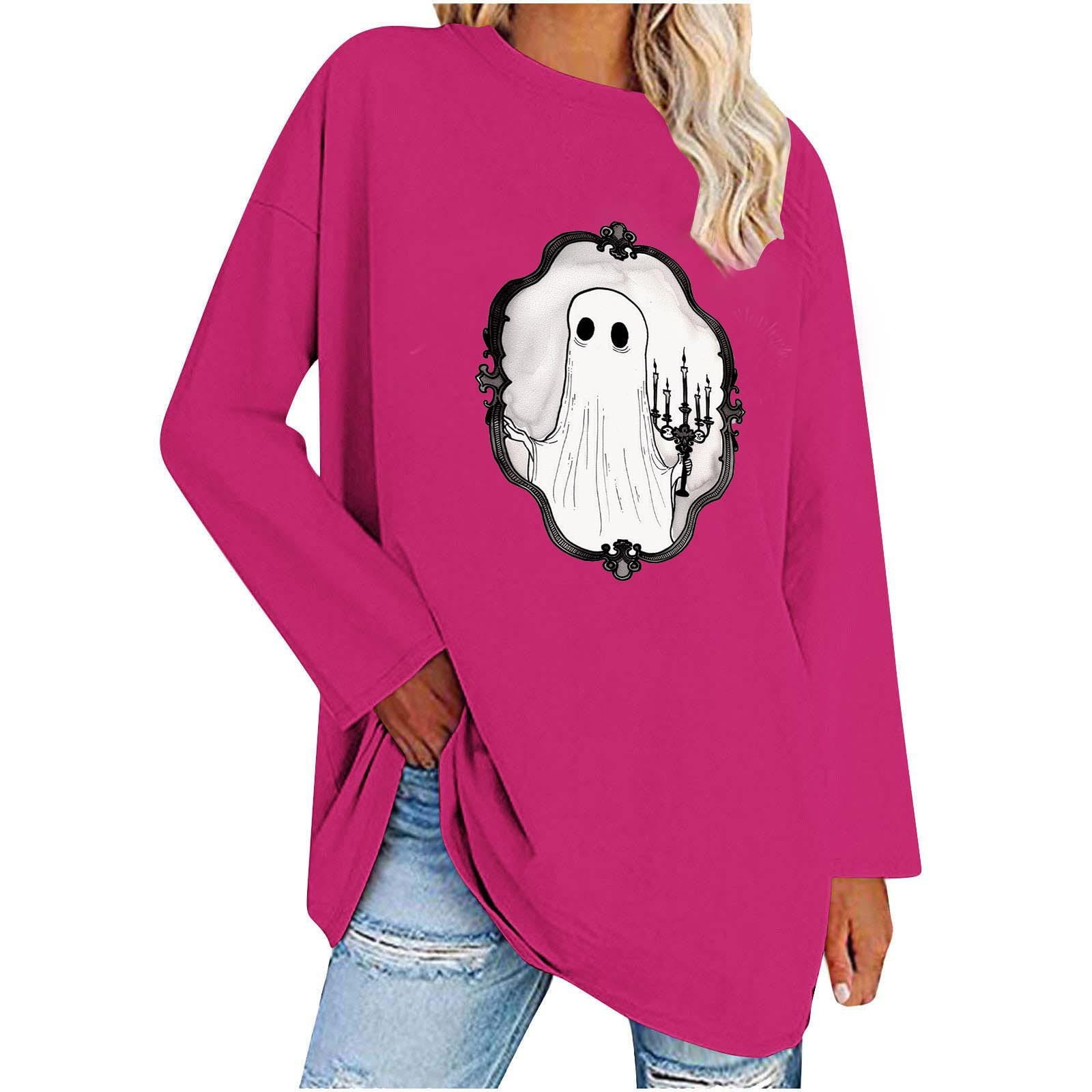 CLOISE Halloween Tops Women Fashion Halloween Ghost Print Shirts Long ...