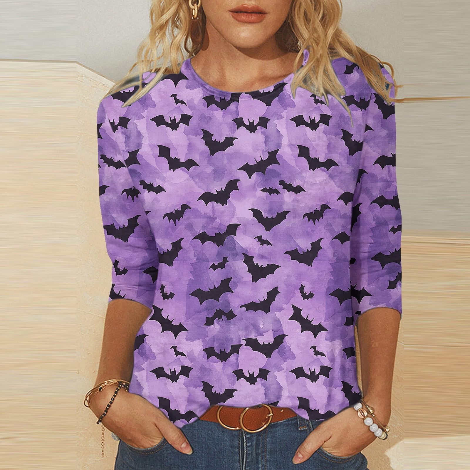 CLOISE Halloween Tops for Women Trendy Halloween Bat Printed Blouses 3/ ...
