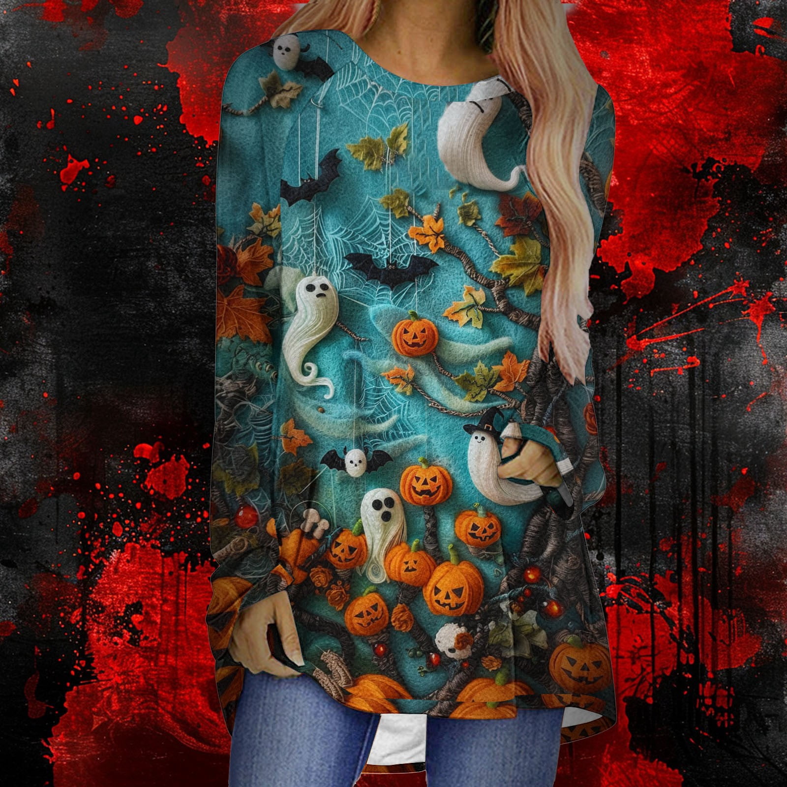 CLOISE Halloween Tops for Women Trendy Halloween Pumpkin Printed Tees ...