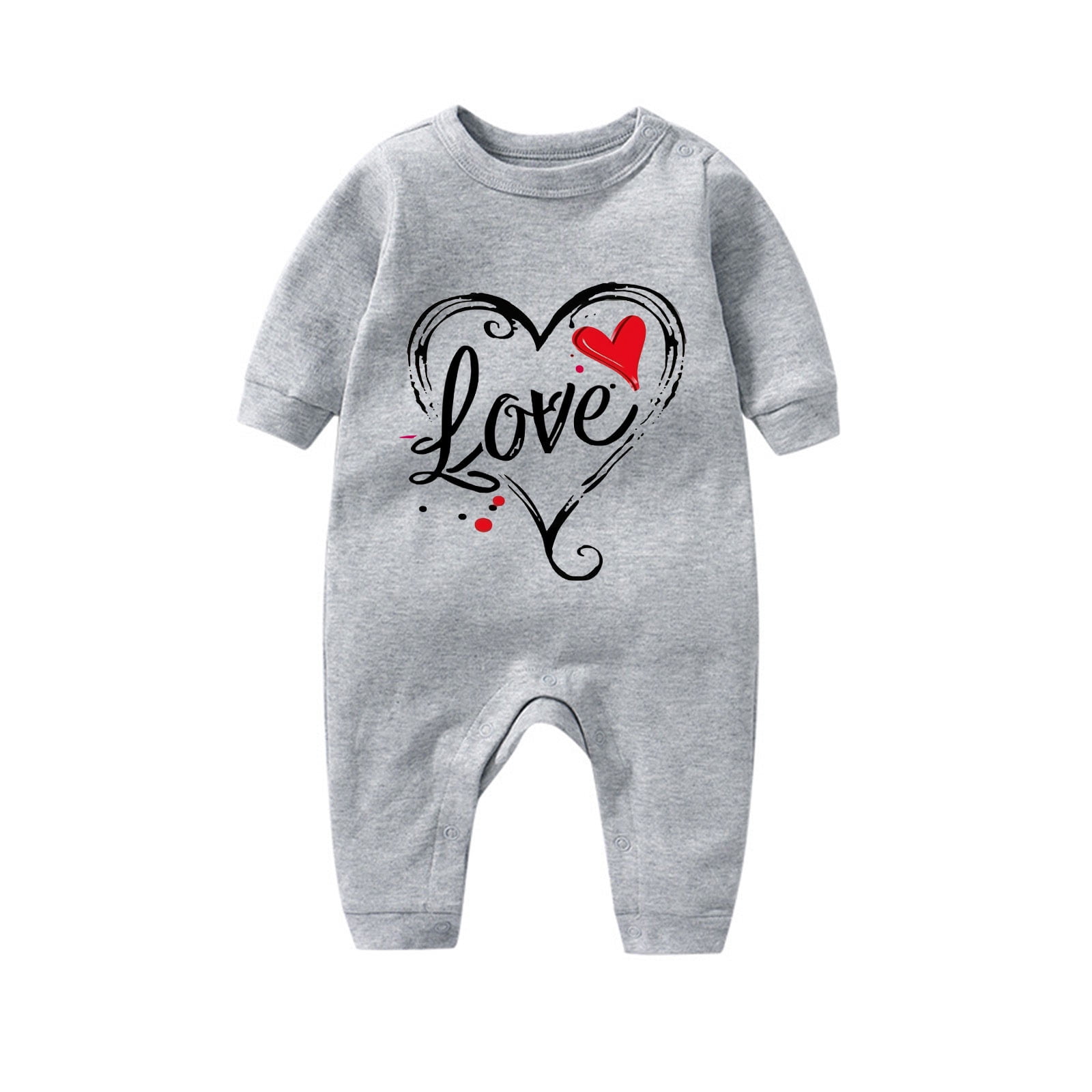 CLOISE Infant Bodysuits for Girls Cotton Button Long Sleeve Hearts ...