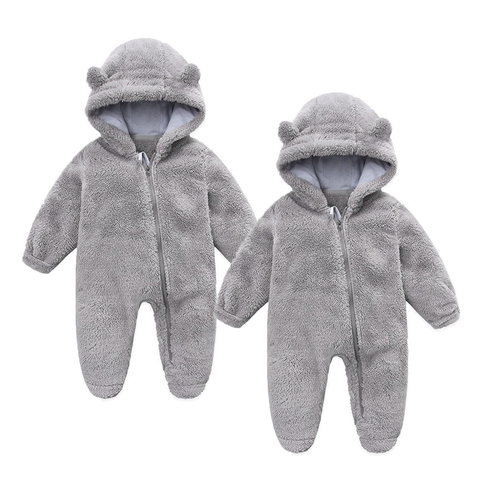 CLOISE Infant Bodysuits for Girls with Bear Ears Hoodie Fleece 2 Pack ...