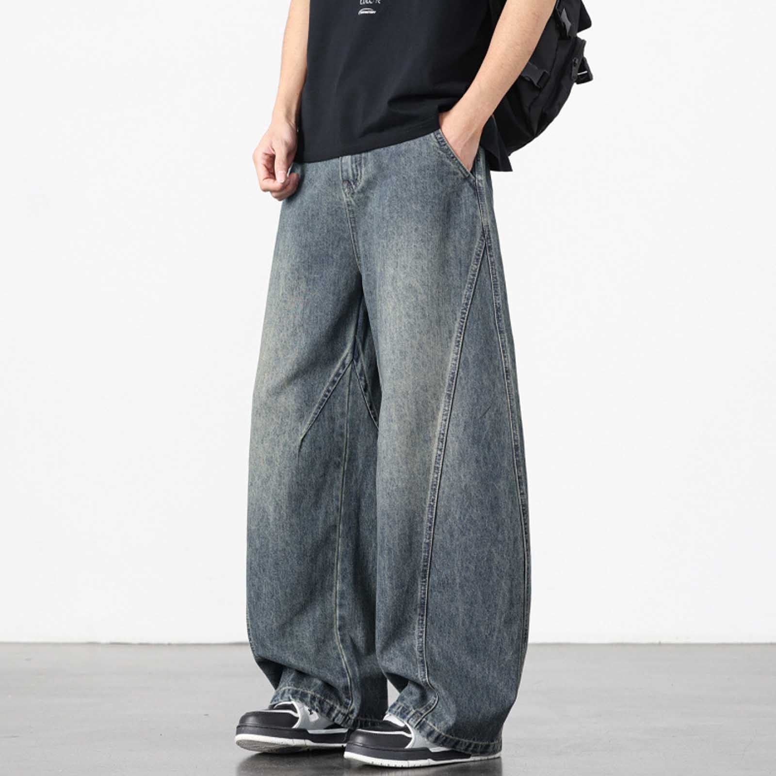 CLOISE Jean Pants for Mens with Pockets Big and Tall Mid Waist Straight ...