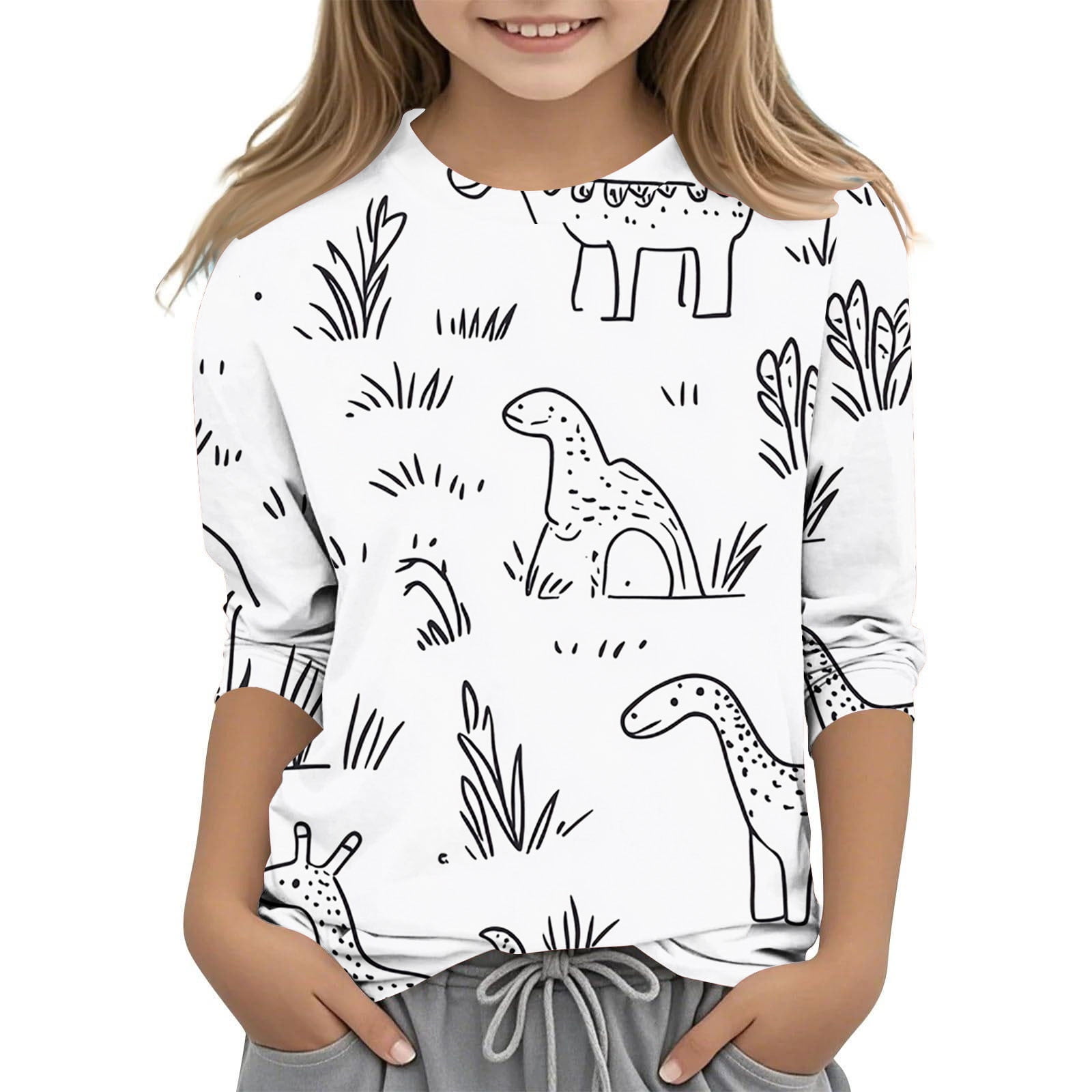 CLOISE Kids 3/4 Sleeve Shirts Boys Girls Toddler White Interactive ...