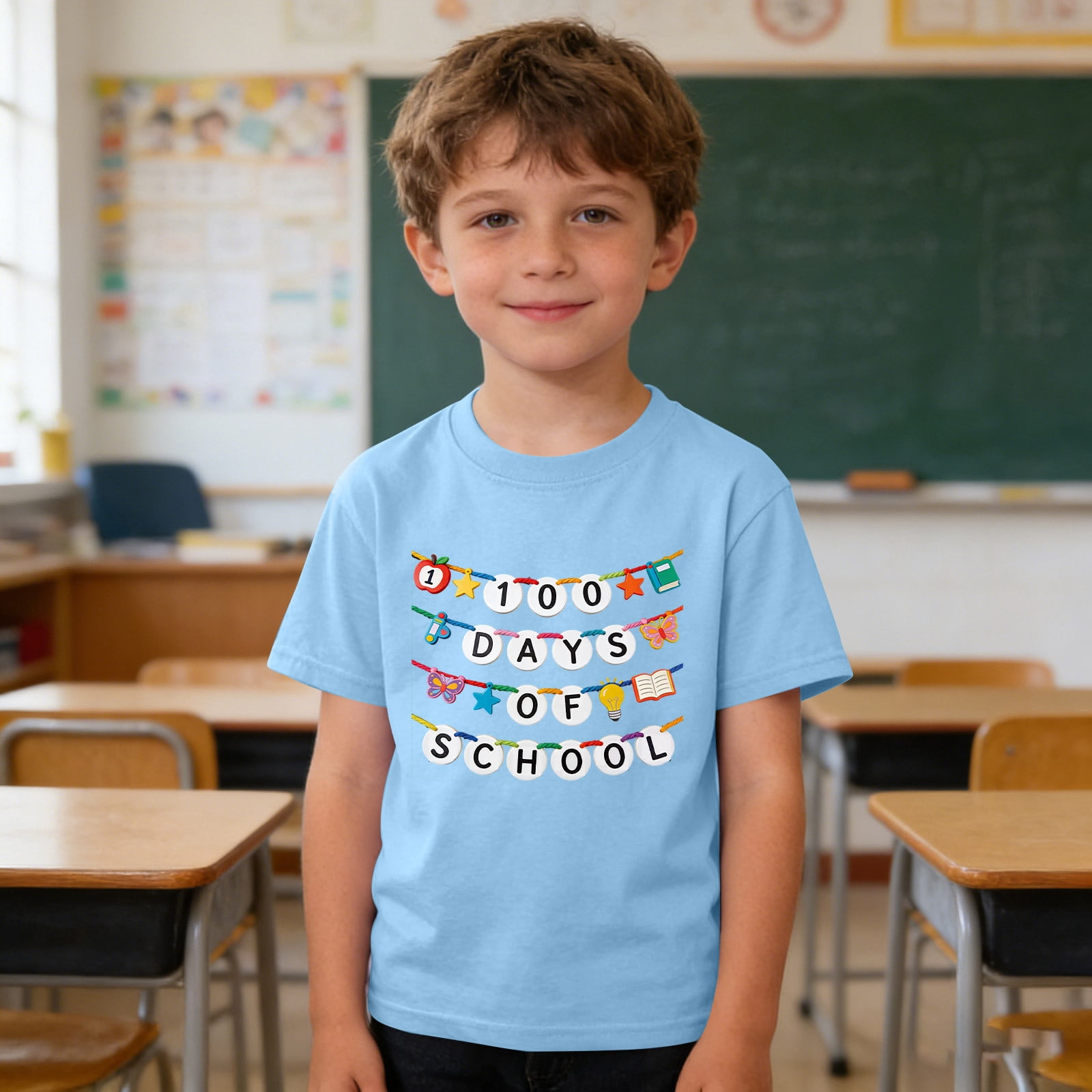 CLOISE Kids Girls Boys Short Sleeve Tops 100 Day of School Shirts ...